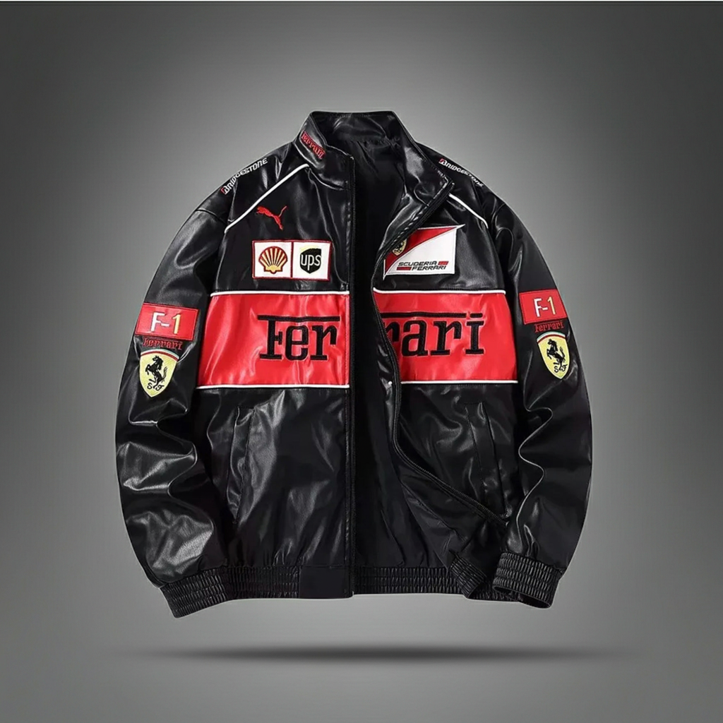 Ferrari F1 Leather Jacket | Motorsport-Inspired Streetwear | Pop-Up ...